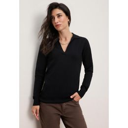 Tamaris Damen Strickpullover &raquo;mit Polokragen, figurumspielende Passform, aus Feinstrick&laquo; aus weicher Viskosemischung 32/34
