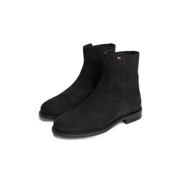 Tommy Hilfiger Damen Chelseaboots &raquo;ENAMEL FLAG SUEDE ANKLE CHELSEA&laquo; Blockabsatz, Businessboots mit breitem Stretcheinsatz schwarz 38
