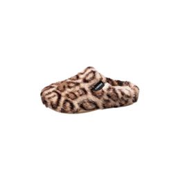 VERBENAS Damen VERBENAS Hausschuh &raquo;YORK FELINE&laquo; Pantoffel, Wohlf&uuml;hlschuh, Homeslipper mit Logo-Schriftzug braun 39