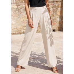 Lascana Damen Lascana Palazzohose &raquo;Schlupfhose mit Bundfalten&laquo; mit weiten, geraden Beinen 52/54, N-Gr