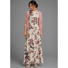 Laura Scott Damen Jerseykleid bodennah geschnitten, aus Single Jersey, gebl&uuml;mt oder gepunktet beige 42, N-Gr