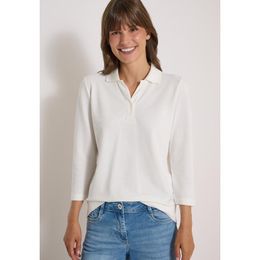 Cecil Damen Poloshirt 3/4-Arm Shirt mit Knopfdetails / unifarben wei&szlig; XL (44)