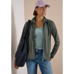 Cecil Damen Sweatjacke mit Animal-Print Details, Stehkragen, Viskosemix gr&uuml;n L (42)