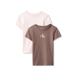 Calvin Klein Jeans M&auml;dchen T-Shirt &raquo;2PK CK SLIM SS T-SHIRT&laquo; Slim fit mit Rundhalsausschnitt braun 6 (116)