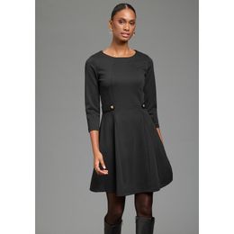 Laura Scott Damen Jerseykleid Ohne Tasche Ohne Taschen in extrakurzer A-Linie, mit 3/4-&Auml;rmeln schwarz 38, N-Gr