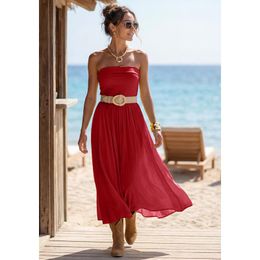 Lascana Damen Lascana 2-in-1-Kleid &raquo;als Rock oder Bandeaukleid tragbar&laquo; Ohne Taschen Sommerkleid, Midikleid, Maxirock, Sommerrock rot 44, N-Gr