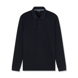 OLYMP Herren OLYMP Langarm-Poloshirt &raquo;Casual&laquo; in Waffel-Struktur, regular fit schwarz L