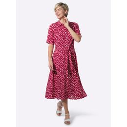 WITT Damen Blusenkleid im floralem Dessin, kirsche-wei&szlig;-bedruckt, Gr&ouml;&szlig;e 21