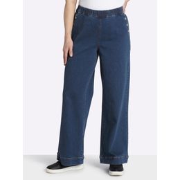 sheego Gro&szlig;e Gr&ouml;&szlig;en Jeans mit Deko-Kn&ouml;pfen, weites Bein, blue-stone-washed, Gr&ouml;&szlig;e 56 - Damen