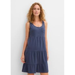 bonprix Damen bonprix Jerseykleid &raquo;Baumwoll Jerseykleid, kurz&laquo; f&uuml;r entspannte Sommertage, aus Baumwolle, lockere A-Linie, knielang blau 36/38 (S), N-