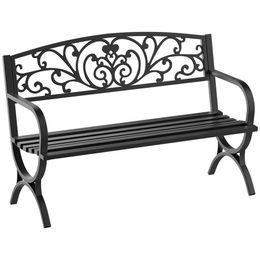 Outsunny Gartenbank,, Schwarz, Metall, 60x85x127 cm, Gartenm&ouml;bel, Gartenb&auml;nke