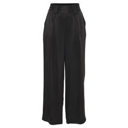 Lascana Damen Palazzohose "aus softer Webware mit edlem Glanz", schwarz, Gr. 42, leicht gl&auml;nzend, unifarben, Web, Obermaterial: 54% Lyocell, 46%