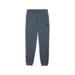 Puma Kinder Trainingshose "STREET RELAXED SWEATPANTS FL B", blau, Gr. 140, bedruckt, Fleece, Obermaterial: 66% Baumwolle, 34% Polyester, Hosen, mit