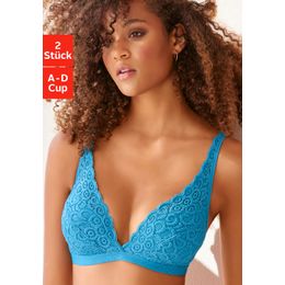 Damen Bralette-BH "BH ohne B&uuml;gel, Spitzen-BH, Bralette", PETITE FLEUR BY LASCANA, Gr. 75, blau, Spitze, Obermaterial: 90% Polyamid, 10% Elasthan,