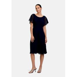 Vera Mont Damen Cocktailkleid "Damen kurzarm", blau, Gr. 44, Chiffon, Obermaterial: 100% Polyester. Futter: 100% Polyester, Kleider, Raffung