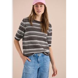 Cecil Damen Strickpullover mit Rundhals und Streifen schwarz-wei&szlig; S (38)