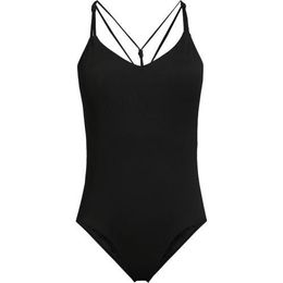 LANDS' END Komfort-Badeanzug mit V-Ausschnitt und gekreuzten Tr&auml;gern f&uuml;r Damen, Damen, size: regular, Schwarz, Polyester-Mischung/Nylon-Mischung, by Lands' End