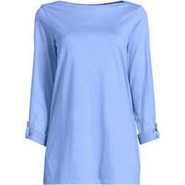 LANDS' END Langes Supima-Shirt mit U-Boot-Ausschnitt f&uuml;r Damen in Petite-Gr&ouml;&szlig;e, Damen, size: petite, Blau, by Lands' End