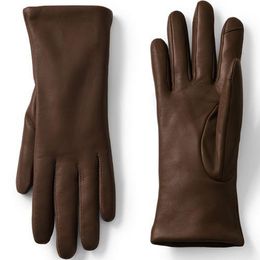 LANDS' END Lederhandschuhe mit Kaschmirfutter, Damen, size: regular, Braun, Kaschmir/Leder, by Lands' End