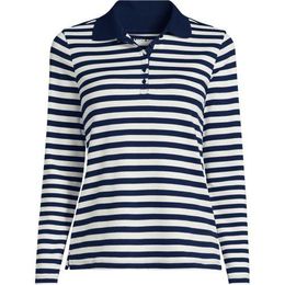 LANDS' END Supima-Poloshirt mit langen &Auml;rmeln f&uuml;r Damen in Plus-Gr&ouml;&szlig;e, Damen, size: plus, Blau, Baumwolle, by Lands' End