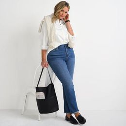 LANDS' END Straight Fit Recover High Waist Jeans in Plus-Gr&ouml;&szlig;e, Damen, size: plus, Blau, Baumwoll-Mischung, by Lands' End