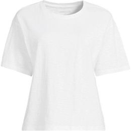 LANDS' END Kastiges Flammgarnshirt mit kurzen &Auml;rmeln f&uuml;r Damen in Plus-Gr&ouml;&szlig;e, Damen, size: plus, Wei&szlig;, Baumwolle, by Lands' End