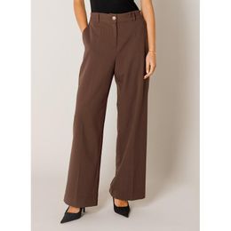 Base Level Damen Bundfaltenhose &raquo;Yuna&laquo; mit Bundfalte und weitem Bein braun 48, L&auml;nge 32