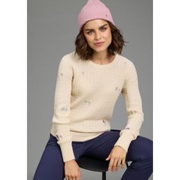 Kangaroos Damen Kangaroos Strickpullover mit Rundhalsausschnitt, schmale Basic-Passform, aus Baumwolle beige 40/42
