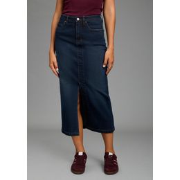 Arizona Damen Jeansrock "lang", blau, Gr. 34, unifarben, Denim/Jeans, Obermaterial: 98% Baumwolle, 2% Elasthan, R&ouml;cke, wadenlang, mit Schlitz,
