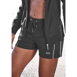 H.I.S. H.I.S Damen Shorts, Gr. 52, blau, Interlock, Obermaterial: 60% Baumwolle, 40% Polyester, bestickt, unifarben, Basic, Hosen, mit Piping und