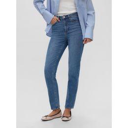 V&eacute;ro Moda VERO MODA Damen Mom-Jeans "VMNICKIE HR MOM JEANS BLUE MIX NOOS"medium blau denim detail:ra3086, Gr. 25, unifarben, Denim/Jeans, Obermaterial: 99%