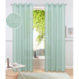 Gardine OTTO HOME, B:140cm H:145cm, gr&uuml;n, Polyester, Polyester, Kinderzimmer, Gardinen, "Kyllo", Leinen-Look, halbtransparent, &Ouml;sen- Aufh&auml;ngung,