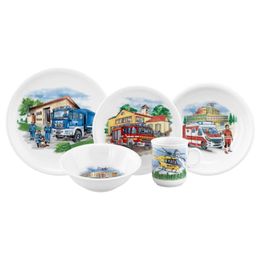 Seltmann Weiden Kindergeschirr-Set "Kindergeschirr Set Compact Blaulicht 5er Set bunt", 5, bunt, Geschirr-Sets, Sp&uuml;lmaschinengeeignet,