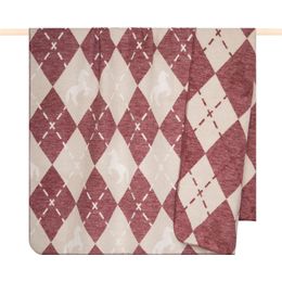 Wohndecke Pad, B:150cm L:200cm, rot, Baumwolle, Wohndecken, "UWZ41REE", Pferdegl&uuml;ck im Karo-Design &ndash; Landhausstil mit Wiedererkennungswert