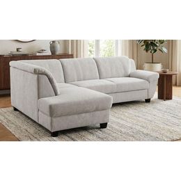 Ecksofa OTTO HOME, B:254cm H:80cm T:186cm, grau, 100% Polyester, Wohnzimmer, Sofas, "Sillkeborg 254 x 186 cm, formsch&ouml;nes Sofa mit dunklen F&uuml;&szlig;en",