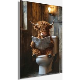 Leinwandbild B&Ouml;NNINGHOFF, B:90cm H:60cm T:1,8cm, wei&szlig;, Canvas, MDF, Wohnzimmer, Bilder, "Wandbild HIGHLAND NEWS 60x90 cm &ndash; Leinwandbild Keilrahmen