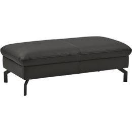 Hocker DIE PLANBAR, B:127cm H:45cm T:65cm, schwarz, Wohnzimmer, Hocker, "PN-EM20028", hochwertiges Glattleder, stylische Metallf&uuml;&szlig;e