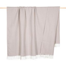 Wohndecke Pad, B:150cm L:200cm, beige, Mischgewebe, Wohndecken, "FINE EDGE", Made in Europe, Zickzack Design, mit Fransen, 150x200
