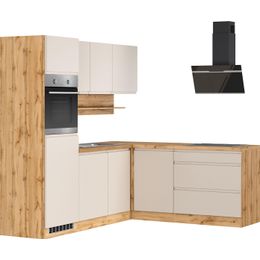 Winkelk&uuml;che KOCHSTATION, B:230cm H:200cm T:60cm, beige, Komplettk&uuml;chen-Sets, "KS-Virginia,neu in verbesserter Ausf&uuml;hrung", Stellbreite 230/190 cm,
