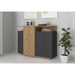 Highboard OTTO HOME, B:130cm H:100cm T:40cm, grau, Wohnzimmer, Sideboards, "Highboard ETHOS, Kommode, Schrank, Kredenz", Mit 4 Dreht&uuml;ren, 9