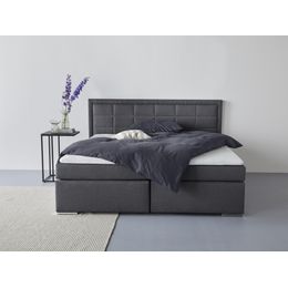 Boxbett Collection AB, B:193cm L:206cm, grau, Holzwerkstoff, Komplettbetten, "ATHENA, Polsterbett wahlweise mit Bettkasten, Strukturstoff-Bezug",
