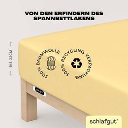 Spannbettlaken Schlafgut, L:200cm, gelb, Jersey, Obermaterial: 100% Baumwolle, Bettlaken, "EASY JERSEY Bettlaken, 150 g/m&sup2;, 100% Baumwolle,