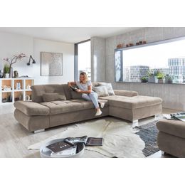 Ecksofa DIE PLANBAR, B:331cm H:84cm T:194cm, grau, 100% Polyester, Wohnzimmer, Sofas, "MP-IN17004 L-Form, Breite 331 cm, Federkern-Polsterung", inkl.