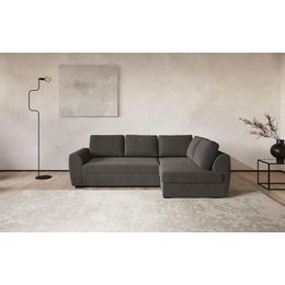 Ecksofa COTTA, B:253cm H:86cm T:154cm, grau, 96% POLYESTER (PES) 4% POLYAMID(PA), Wohnzimmer, Sofas, "Drift L-Form mit Ottomane, B: 253 cm", optional