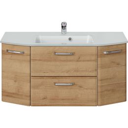 Waschtisch SAPHIR, B:112cm H:53cm T:48cm, braun, Holzwerkstoff, Badezimmer, Waschtische, "Quicket 318, mit Glasbecken, 112cm breit"