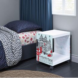 Beistelltisch Inter Link, B:38cm H:46cm T:33cm, wei&szlig;, Wohnzimmer, Tische, "Cube, modernes Design, Ablagetisch, Kleintisch f&uuml;r Wohn-Schlafzimmer",