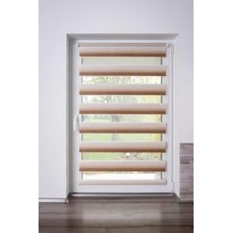 Doppelrollo K-home, B:100cm H:200cm, beige, Polyester, Rollos, "mit sch&ouml;nen Farbverlauf"