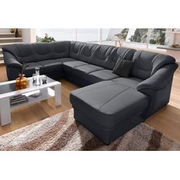 Sit & More Wohnlandschaft SIT & MORE, B:320cm H:90cm T:211cm, schwarz, Luxus-Kunstleder;Primabelle-Microfaser;NaturLederKorpus ist mit passendem