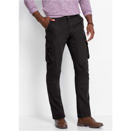 bonprix Herren Cargohose, schwarz, Gr. 64, unifarben, Obermaterial: 100% Baumwolle, Hosen, aus Baumwolle, mit Cargotaschen und Eingrifftaschen,