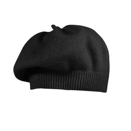 CAPO Damen Strickm&uuml;tze, schwarz, Strick, Kaschmirmischung, M&uuml;tzen, Baskenform, Kaschmir-Wolle-Mischung, Damen